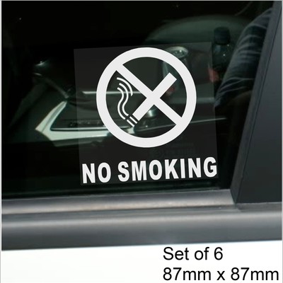 6 x No Smoking Window Stickers-With Text for Car,Taxi,Minicab,Van ...