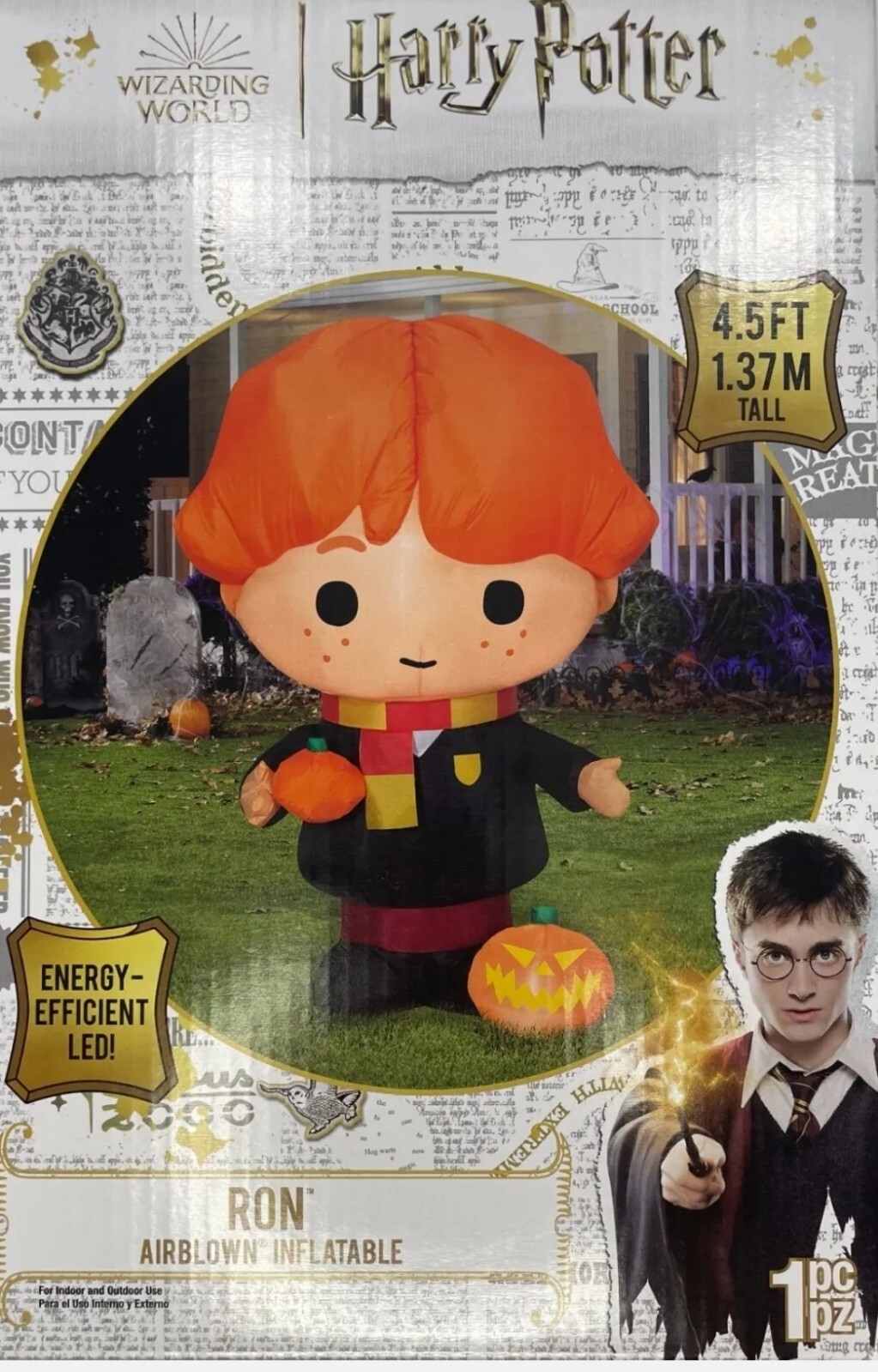 Harry Potter Halloween Ron Weasley w Jack-o-Lantern 4.5 Ft Airblown ...