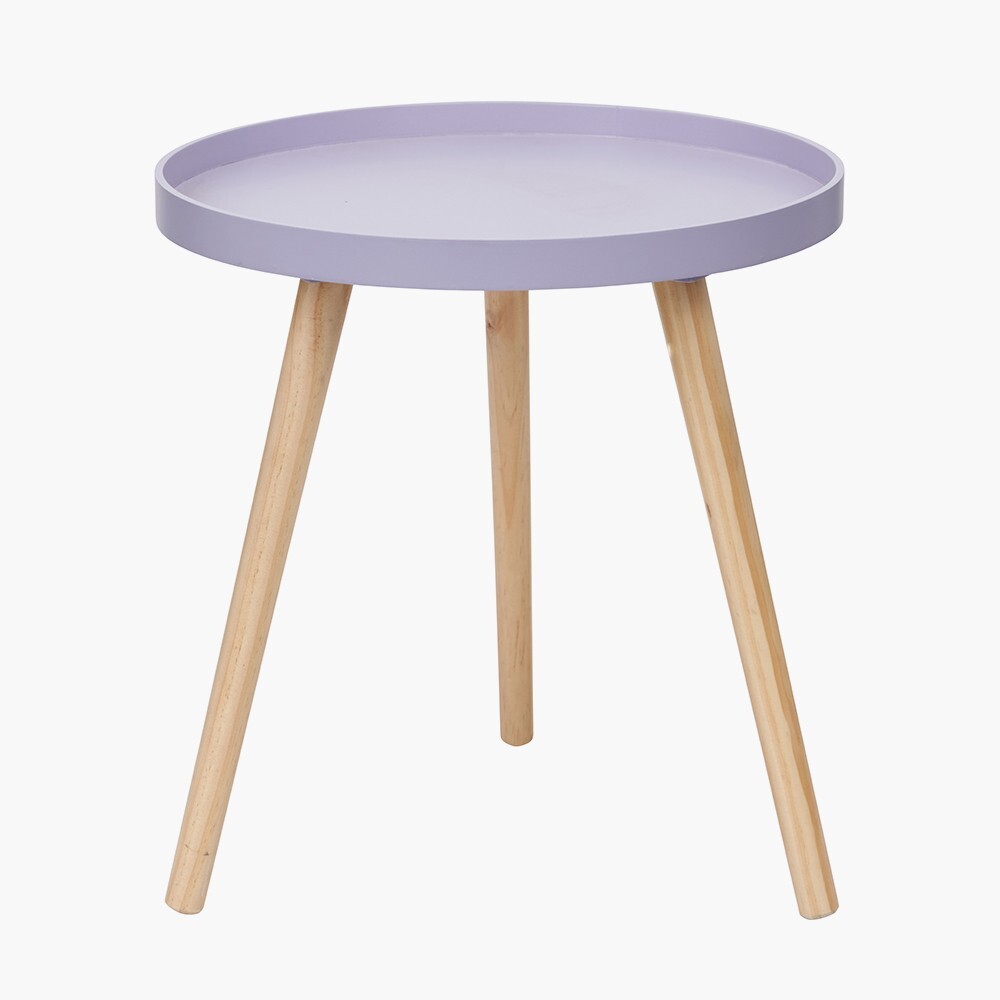Lavender Round Scandi Wooden End Tables For Living Room Tripod Legs ...