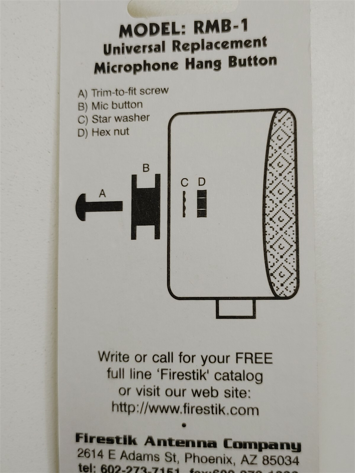 Lot of 2 Firestik RMB-1 Universal Replacement CB Radio Microphone ...