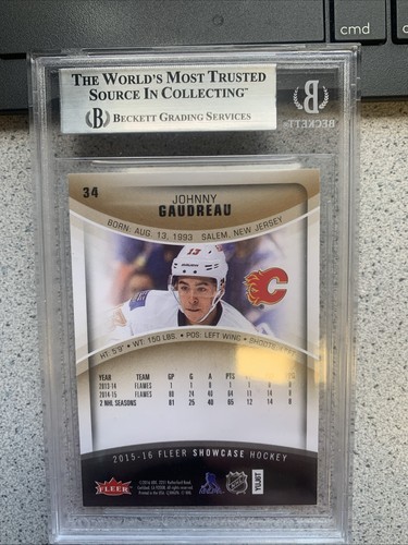 JOHNNY GAUDREAU SIGNED 2015 FLEER SHOWCASE AUTOGRAPHED HOCKEY CARD ...
