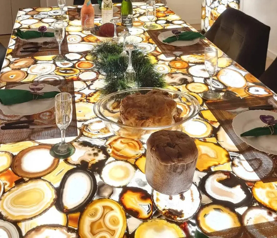 Natural Crystal Stone Dining table Top Kitchen Countertops Slab For ...