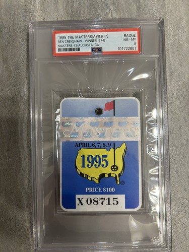 1995 MASTERS BADGE -TIGER WOODS DEBUT AUGUSTA NATIONAL GOLF PSA 8 NM-MT ...