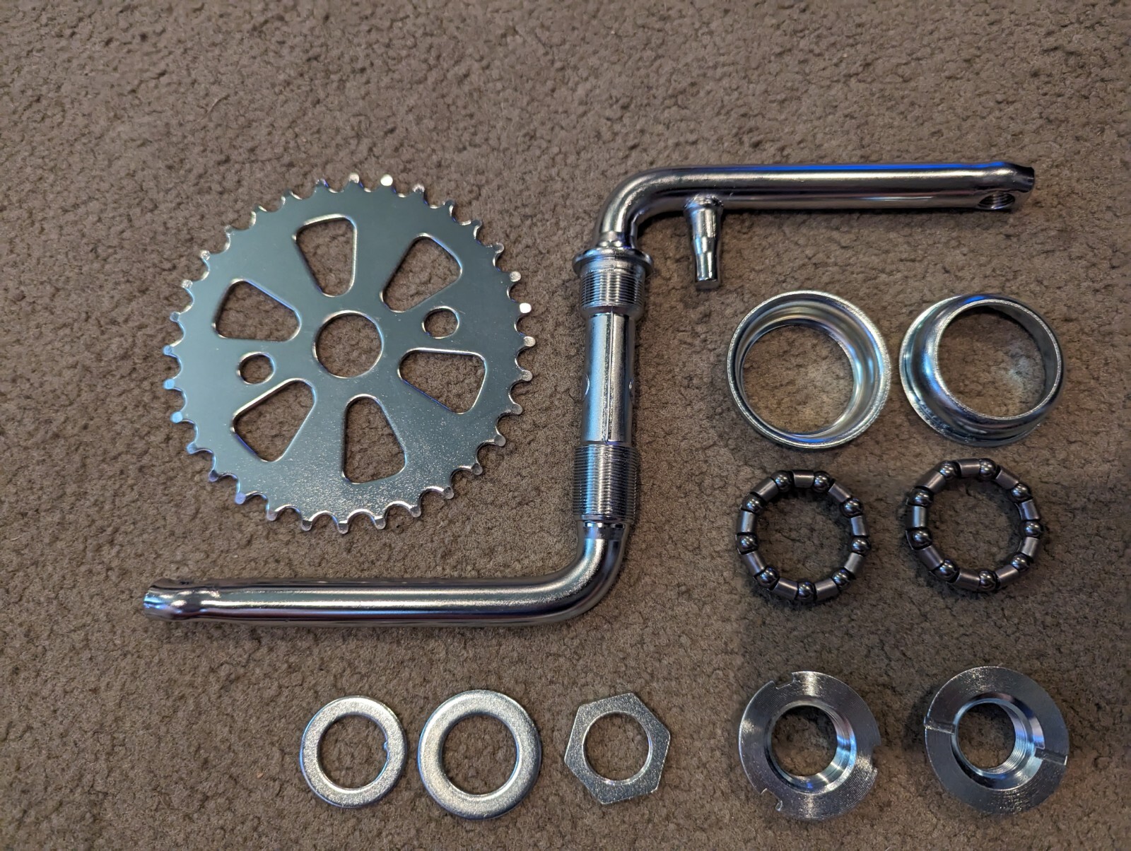 NEW BMX BICYCLE SPROCKET 36T, CRANKS 5 &1/2",& BOTTOM BEARING SET. FOR ...