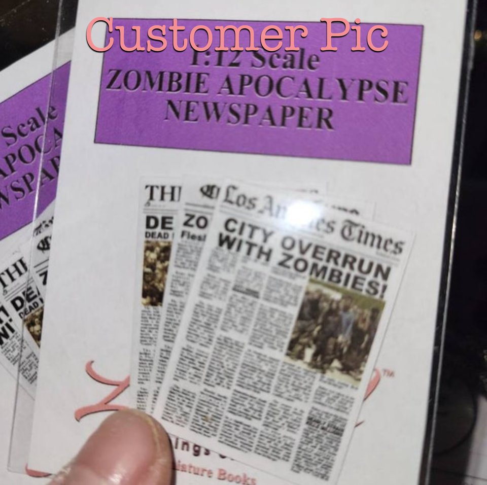 ZOMBIE APOCALYPSE NEWSPAPER Dollhouse 1:12 Scale Miniature Attack Dead ...