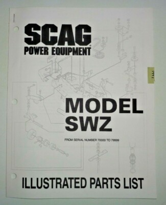 Scag SWZ Walk Behind Lawn Mower Parts Catalog Manual s/n 70000 to 79999 ...