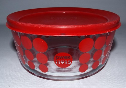 PYREX Red Dots Limited Edition 100th Anniversary 4 Cup Storage Bowl ...