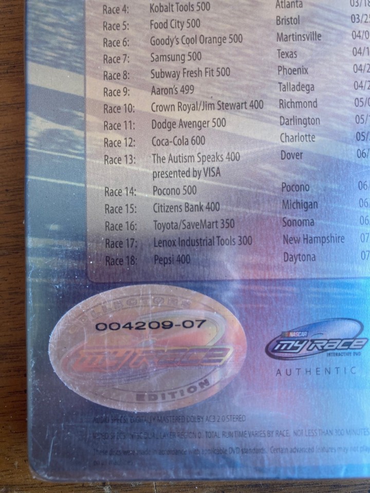 NASCAR My Race Interactive DVD 2007 Nextel Cup Series Metal Case ...