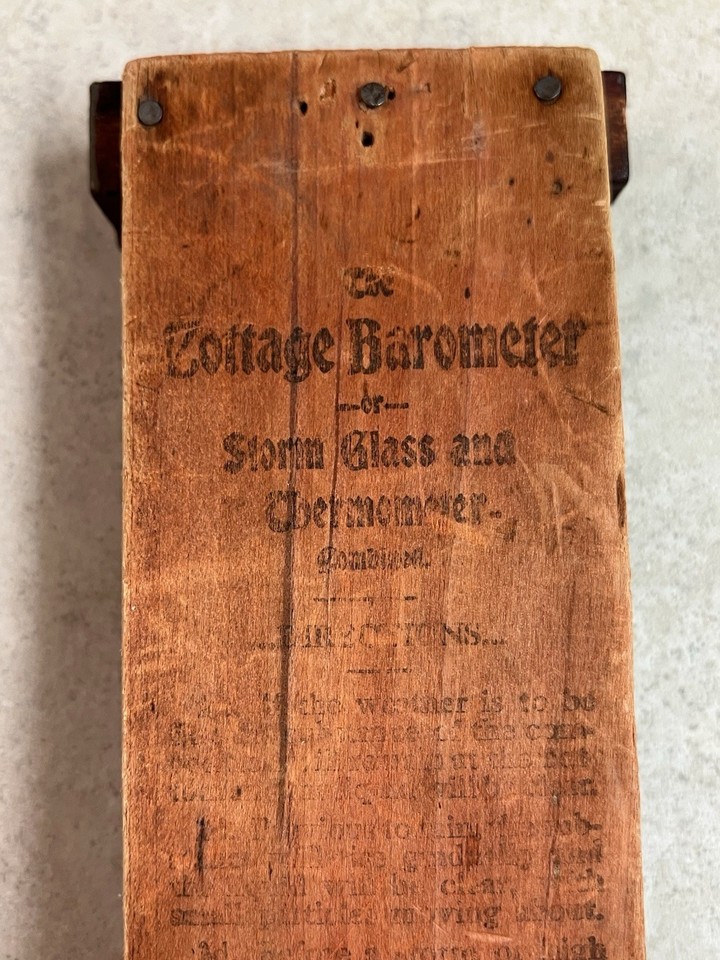 Vintage 19th Century Weather Cottage Barometer Advertising Thermometer ...