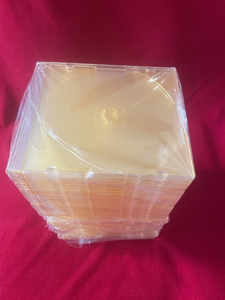25 New CD Jewel Cases Allsop Slimline for CD-R, CD, DVD Storage Gold ...