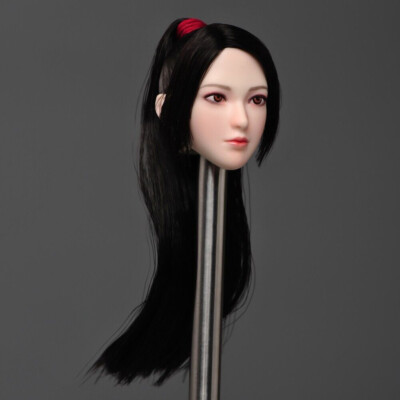 SET075 1:6 Black Hair Woman Head Sculpture Fit 12" Pale Figure Seamless ...