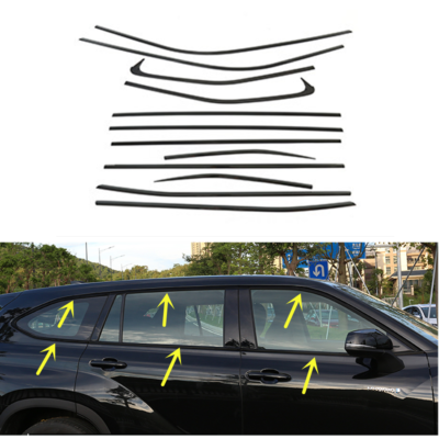 Black Stainless For Toyota Highlander 2020-2022 Car Window Decor Strip ...