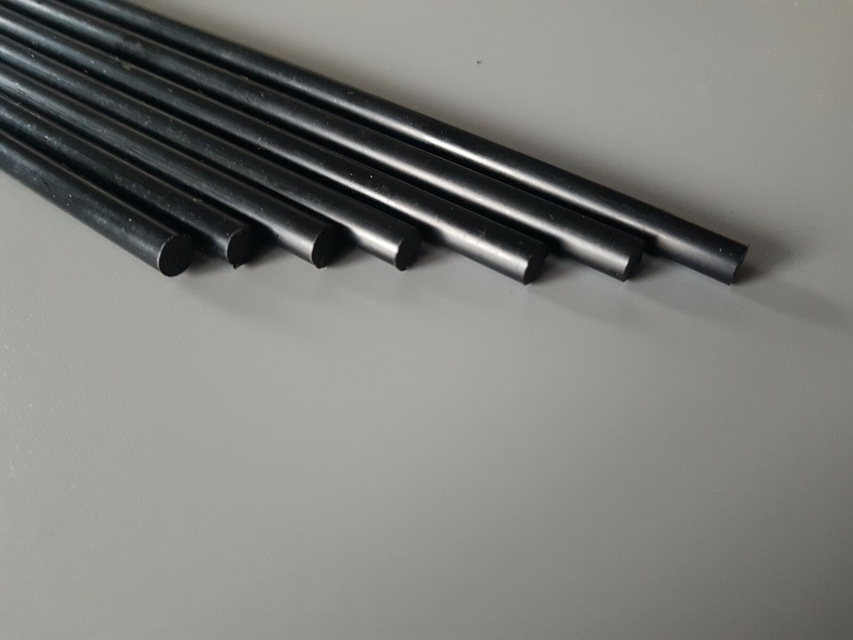 PVC Plastic Round bar Black 6mm Rod 50mm up to 1000mm (1 Metre) Long ...