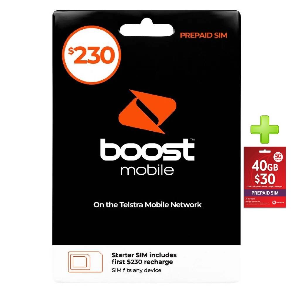 Boost Mobile $230 Prepaid SIM Starter Kit + Vodafone $30 Prepaid SIM ...