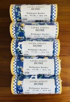 Vintage 5 Rolls Laura Ashley Home Wallpaper Border Floral Gingham New ...