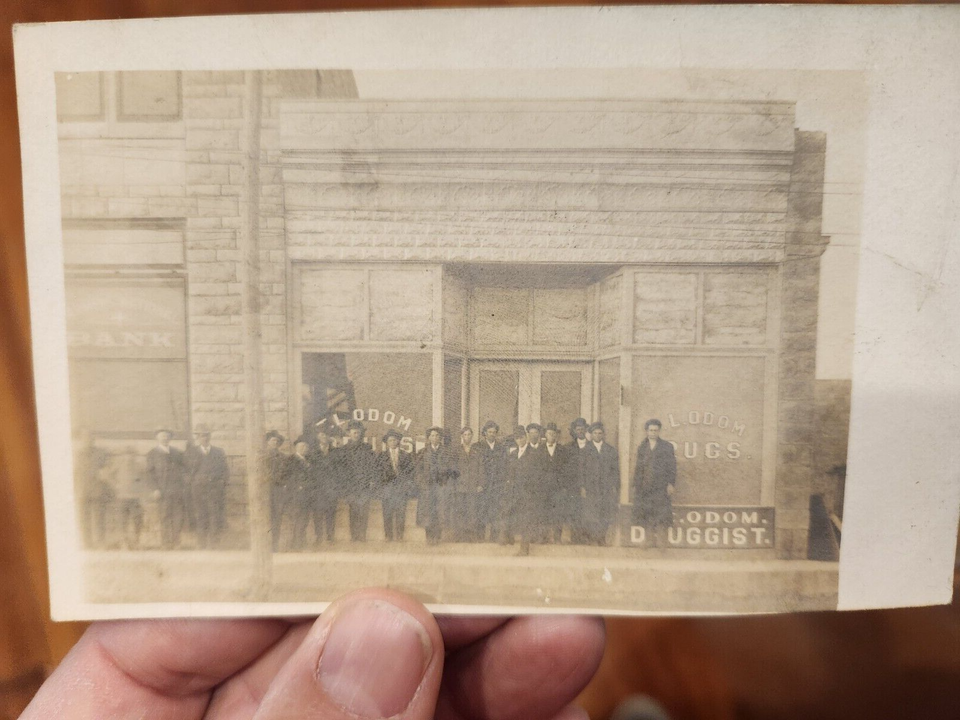 1909 RPPC Real Photo Postcard,Store Front of T.L. Odom Druggist Seymour ...
