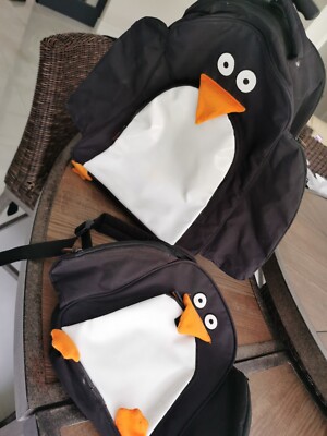 Cute Kids Penguin Travel Case Trolley Bag Overnight Sleepover & Small ...