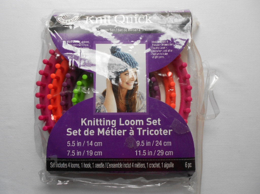 Loops & Threads Knit Quick Knitting Loom Set | 4 Looms | 1 Hook | 1 ...