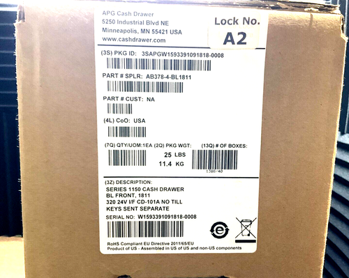 APG Series 1517 Cash Drawer MultiPro Interface AB378-4-BL1811 ️️ ️️ | eBay