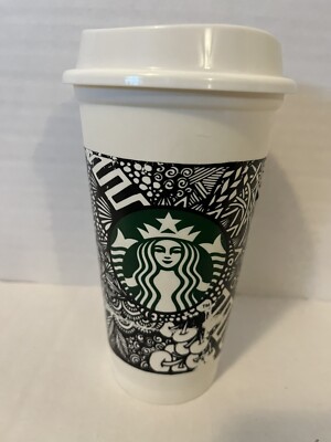 Starbucks WHITE CUP CONTEST WINNING DESIGN 2013 Reusable Cup w/Lid ...