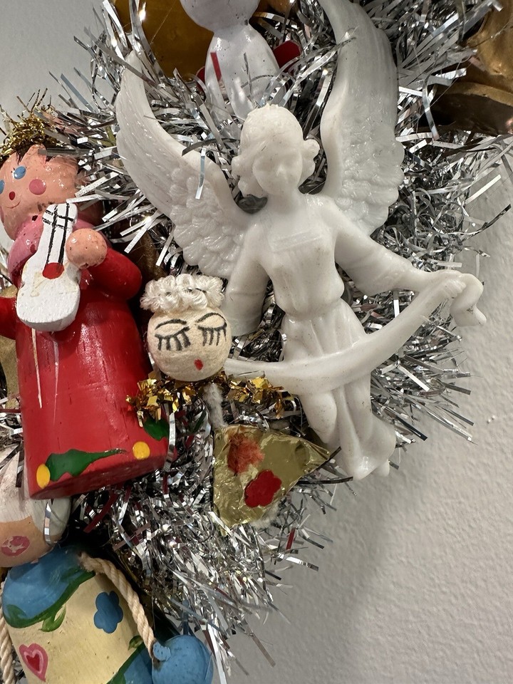 16” Handmade Christmas Ornament Wreath Vintage-Kitsch-Angels | eBay