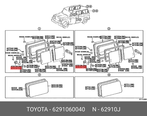 Genuine OE lock assy, side window, 6291060040 for TOYOTA 62910-60040 ...