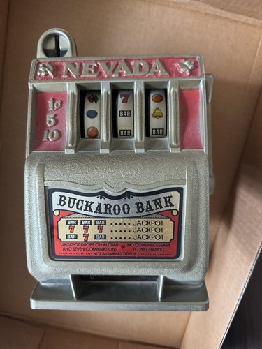 Vintage Nevada Buckaroo Metal Slot Machine Gambling Coin Bank | eBay