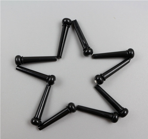 Pack of 6 Black Acoustic Guitar Bridge Pins String End Peg Fasten Nut ...