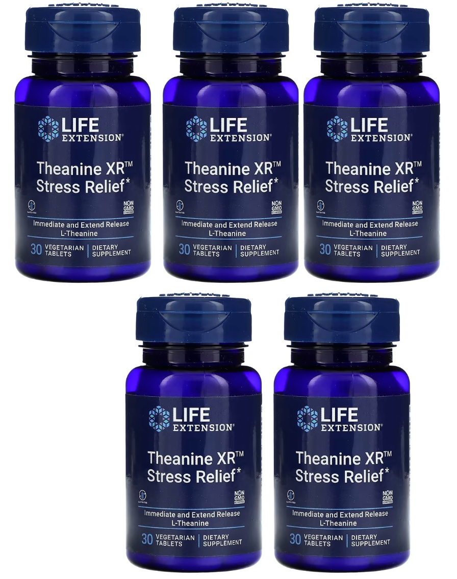Theanine XR Stress Relief Life Extension L-Theanine 400mg/Phosphorus ...