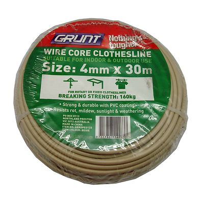 Grunt WIRE CORE CLOTHESLINE PVC Coating *Australian Brand - 4mmx 30m Or ...