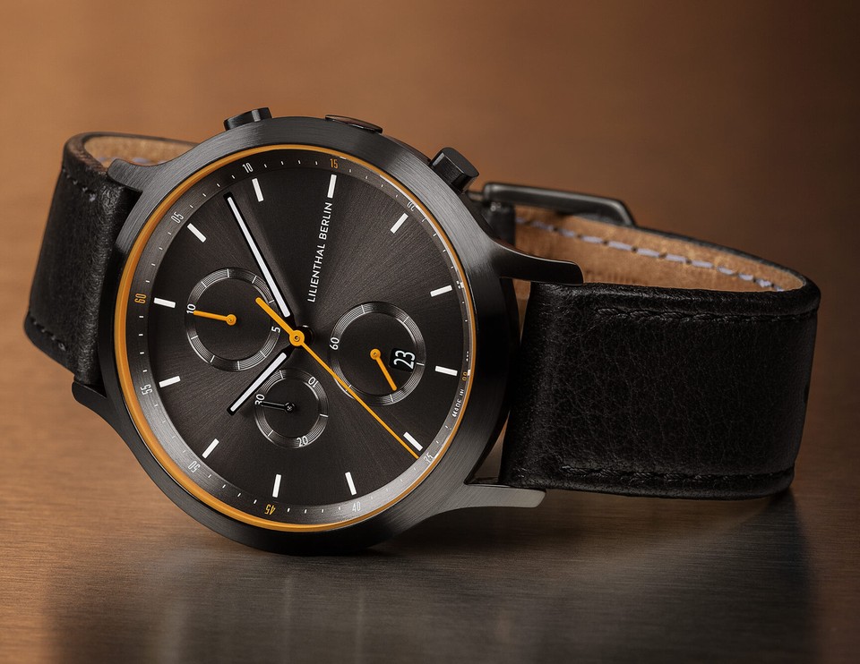 Lilienthal Berlin C01-104-B004CB Chronograph Black Orange Leather Strap ...