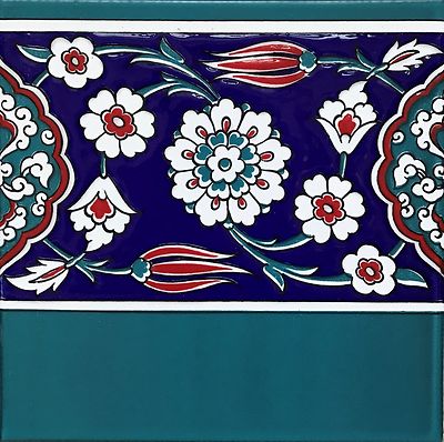 100 Turquiose, Red & Blue 8"x8" Turkish Iznik Floral Pattern Ceramic ...