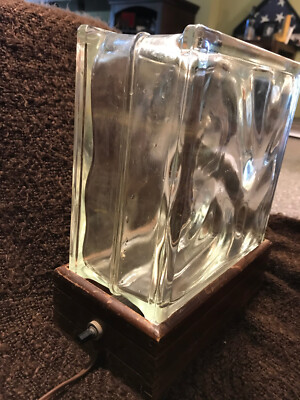 Vintage 1950's MCM Glass Block Lighted Fish Bowl wooden stand | eBay