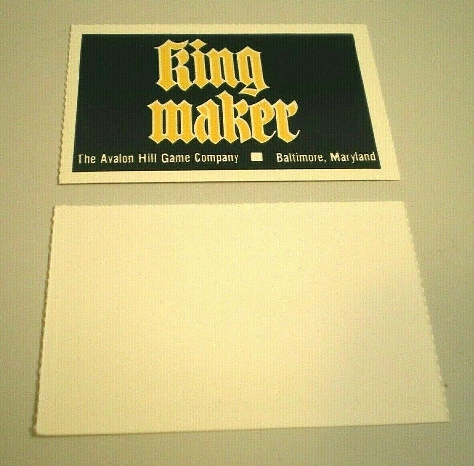 KINGMAKER Avalon Hill RPG Board Game~ 20 Original BLANK Black Back ...