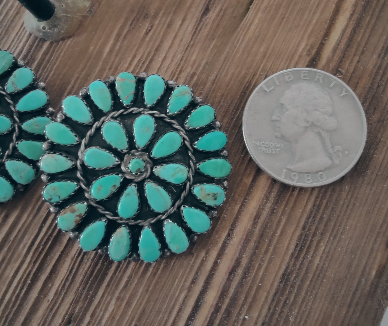 J.L. Dempsey Signed Vintage Zuni Round Cluster Petit Point Earring