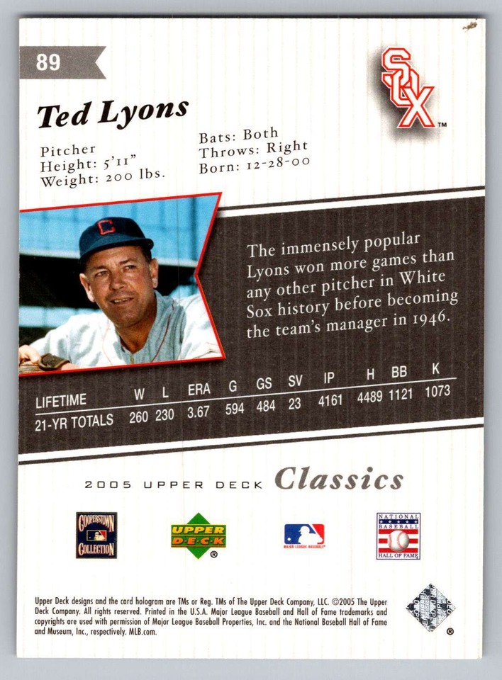 2005 Upper Deck Classics #89 Ted Lyons | eBay