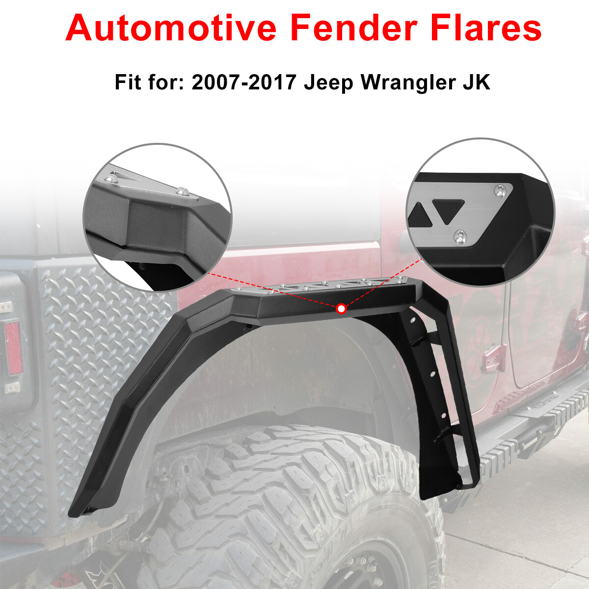 Front and Rear Fenders Flares For 2007-2018 Jeep Wrangler JK JKU 4Pcs ...