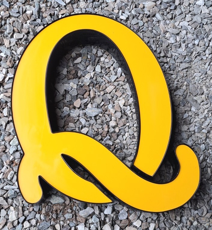LARGE Reclaimed Industrial YELLOW Letter " Q " Decor Marquee Sign ...