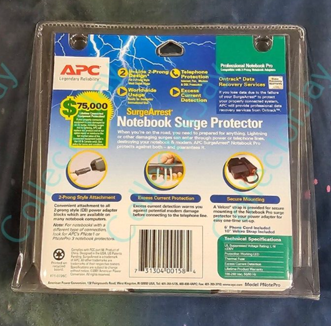 APC Laptop PC Notebook Black Surge Protector Security 2 prong *New ...