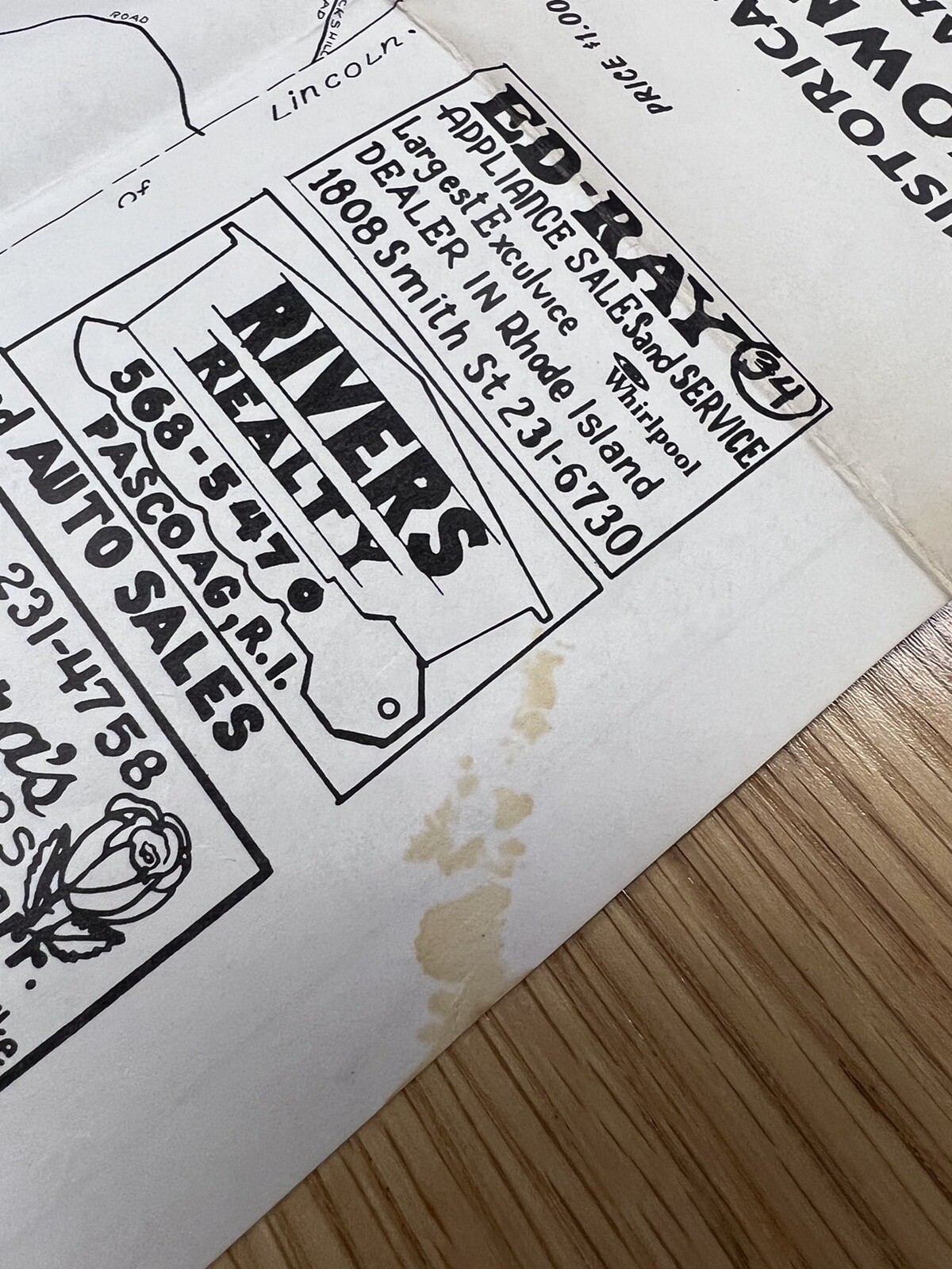 Bill Turner Double Sided Original Map Of Smithfield Rhode Island 1965 ...