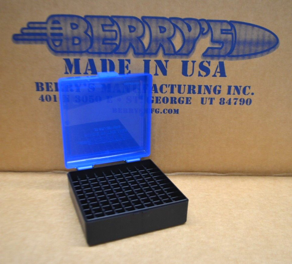 38 / 357 BERRY 10 x AMMO BOXES 100 ROUND STORAGE & RELOADING 10 x BLUE ...