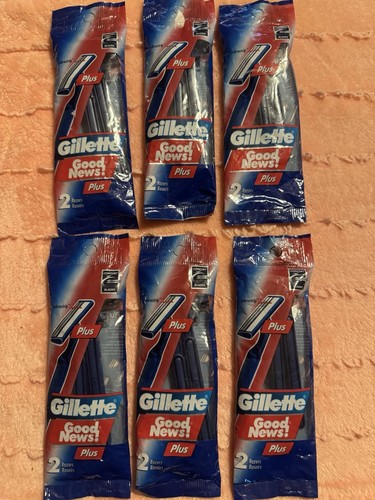LOT OF 6 ~ Men’s GILLETTE GOOD NEWS PLUS Disposables Razors ~ 2 PACK ...