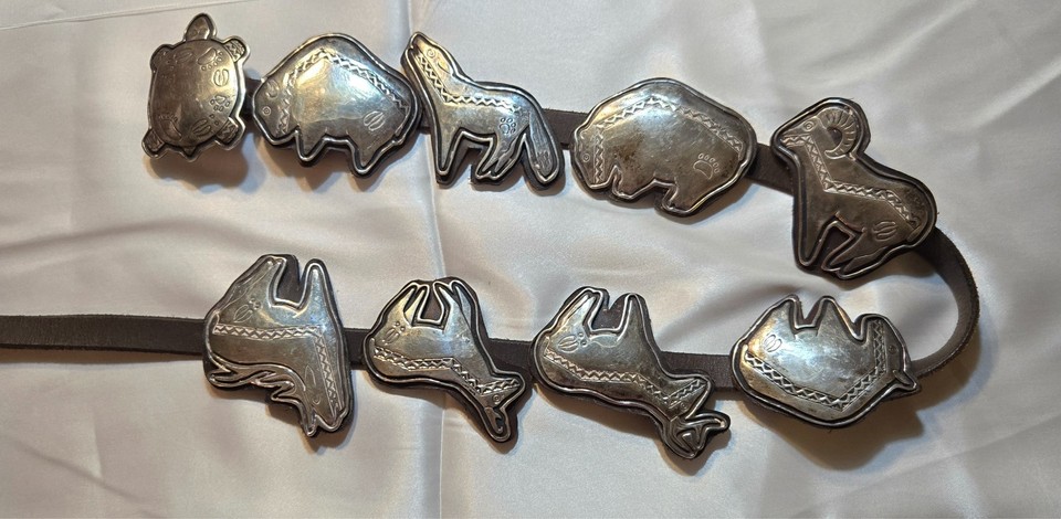 Vintage Richard Stump sterling silver concho belt 300g silver, 381g ...