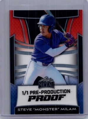 Steve Monster Milam 2025 Leaf Metal Baseball 1/1 Pre Production Proof ...