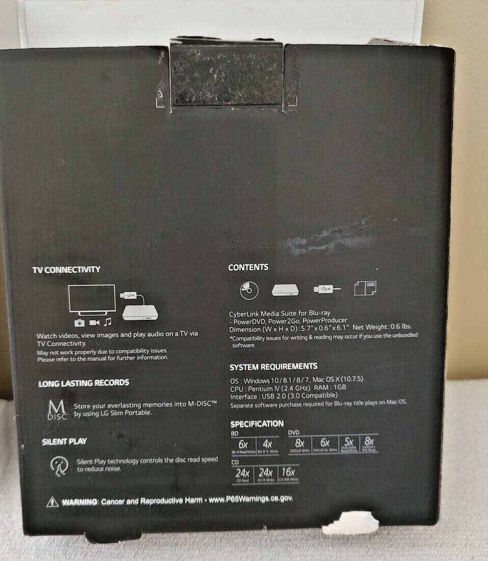 LG BP50NB40 USB 2.0 Slim Portable Blu-ray/ DVD Writer New Open Box | eBay