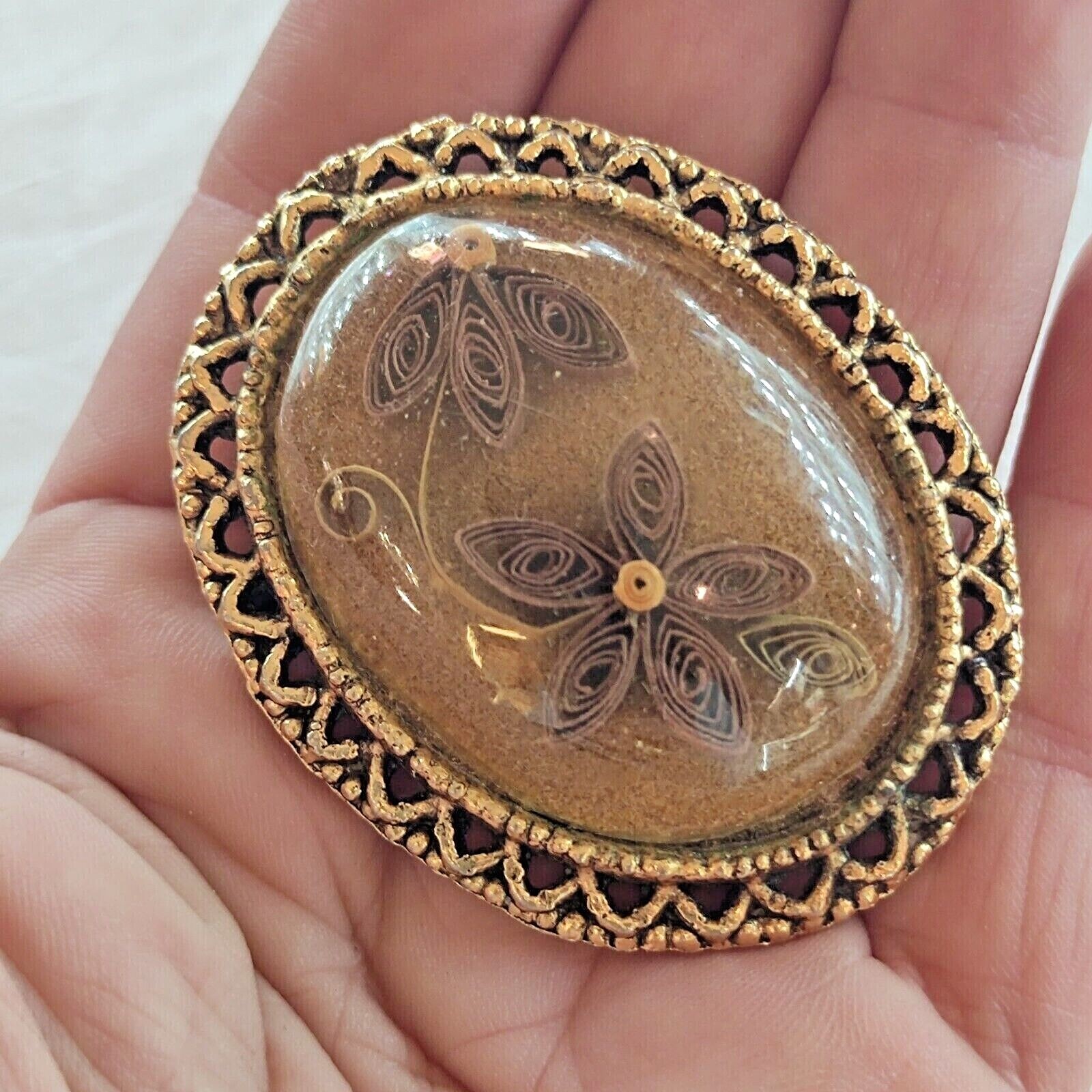 Unusual Vintage Brooch American Oval with Flowers Years 60 - Vtg Oval ...