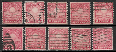 US #656 1929 2¢ Edison Coil, Lot of 10, Used, Mostly F/VF. FREE ...