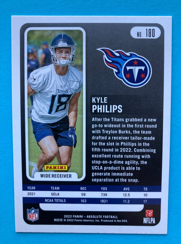 Kyle Phillips 2022 Panini Absolute RC Emerald Rookie card #180 ...