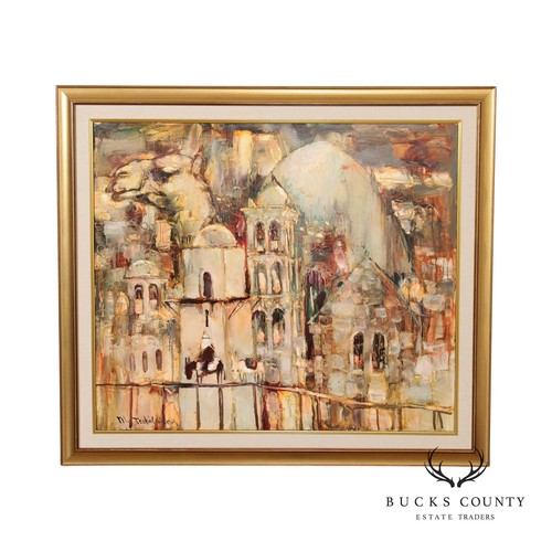 Vint. 20th C. Abstract Jerusalem Cityscape Original Painting, By Mark ...