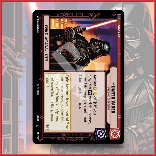 STAR WARS UNLIMITED TCG: Darth Vader Dark Lord of the Sith Leader SOR ...
